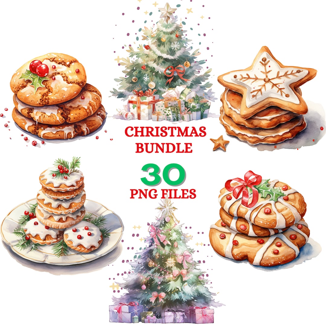 Christmas Sweet Cookie, Watercolor Clipart, Christmas Clipart ...