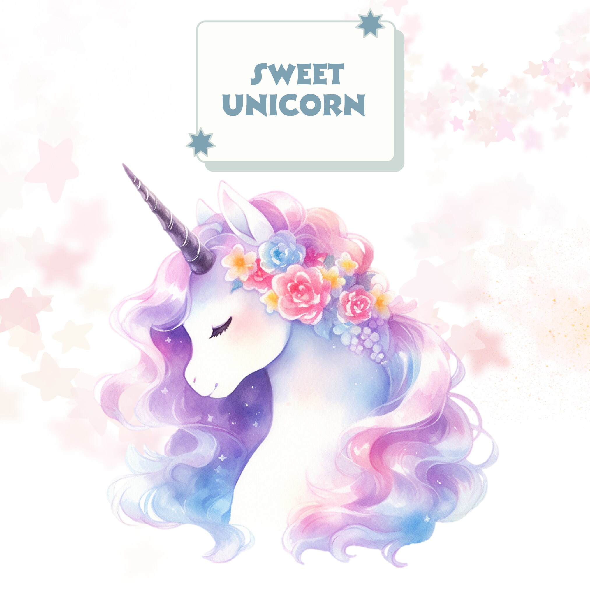 Cute Little Unicorn Fairy Tale Clipart Sweet Unicorn Baby - Etsy