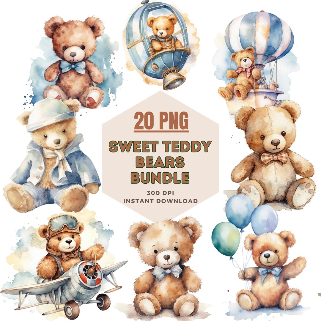 Sweet Teddy Bear, 20 PNG, Cute Little Bear Clipart, Cute Bear Playing ...