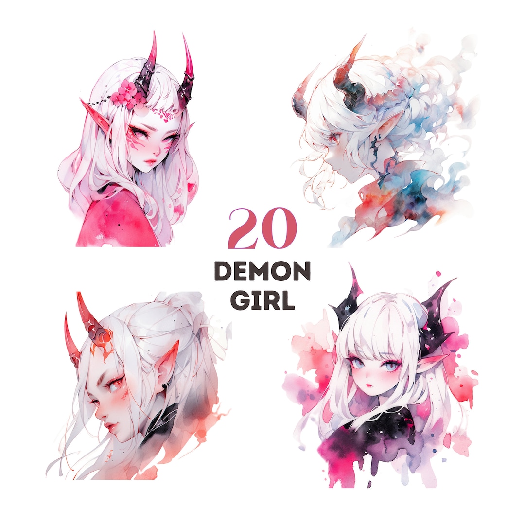 Demon Girl Bundle Fairy Tale Clipart, Mystical Dark Fantasy, Demon ...