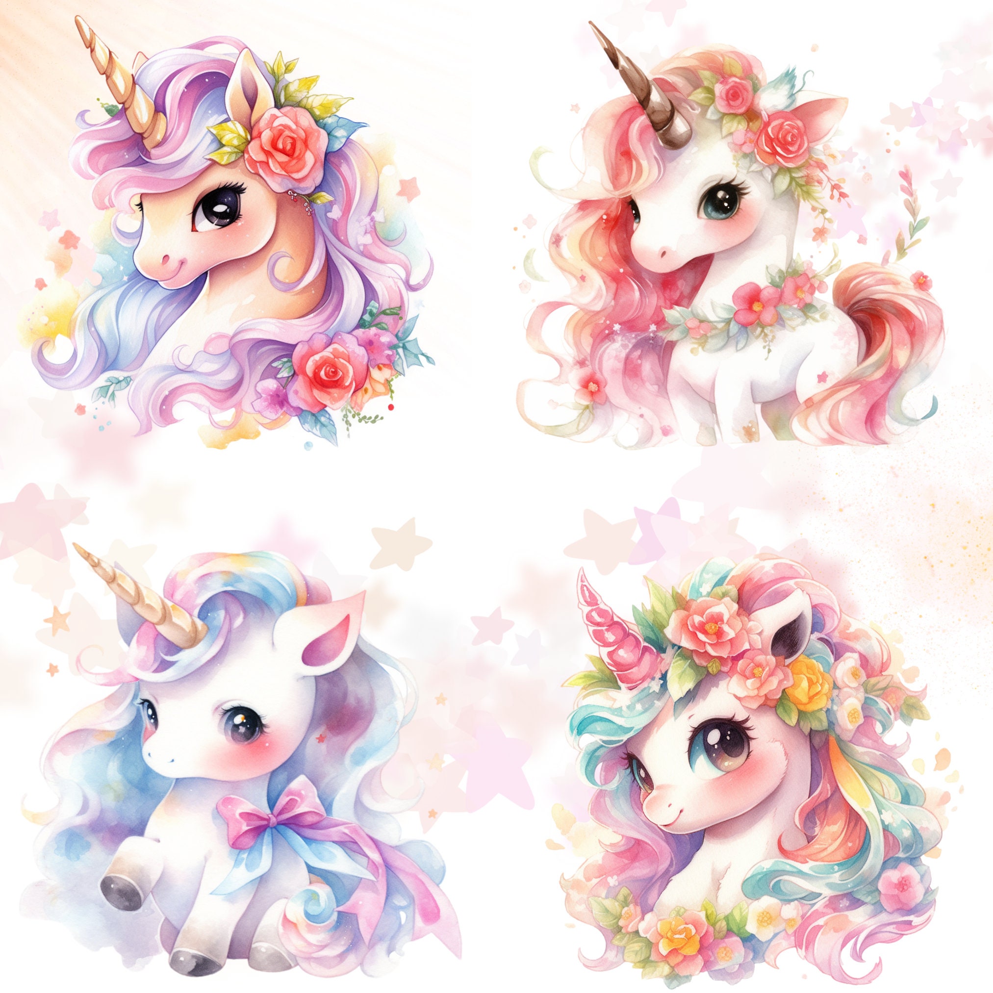 Cute Little Unicorn Fairy Tale Clipart Sweet Unicorn Baby - Etsy