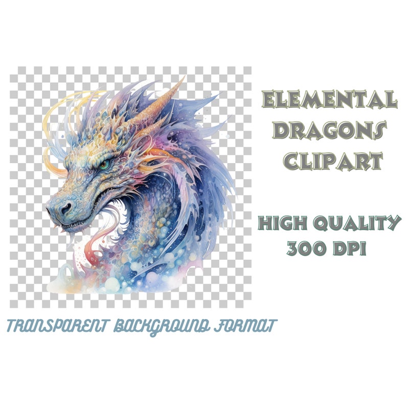 Majestic Elemental Dragon 20 PNG Fairy Tale Clipart Dragon - Etsy