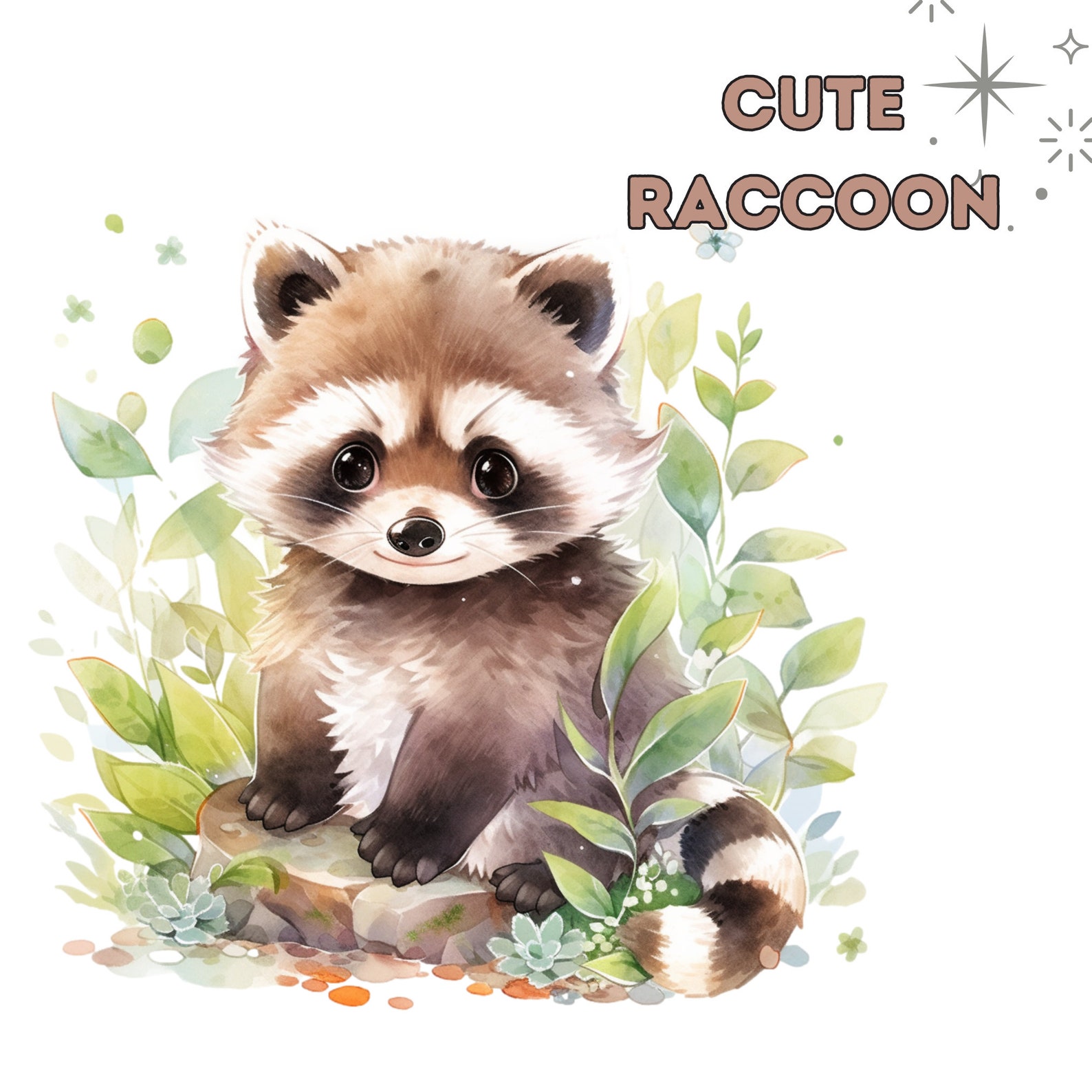 Sweet Woodland Animals, Cute Raccoon Clipart, Woodland Animal ...