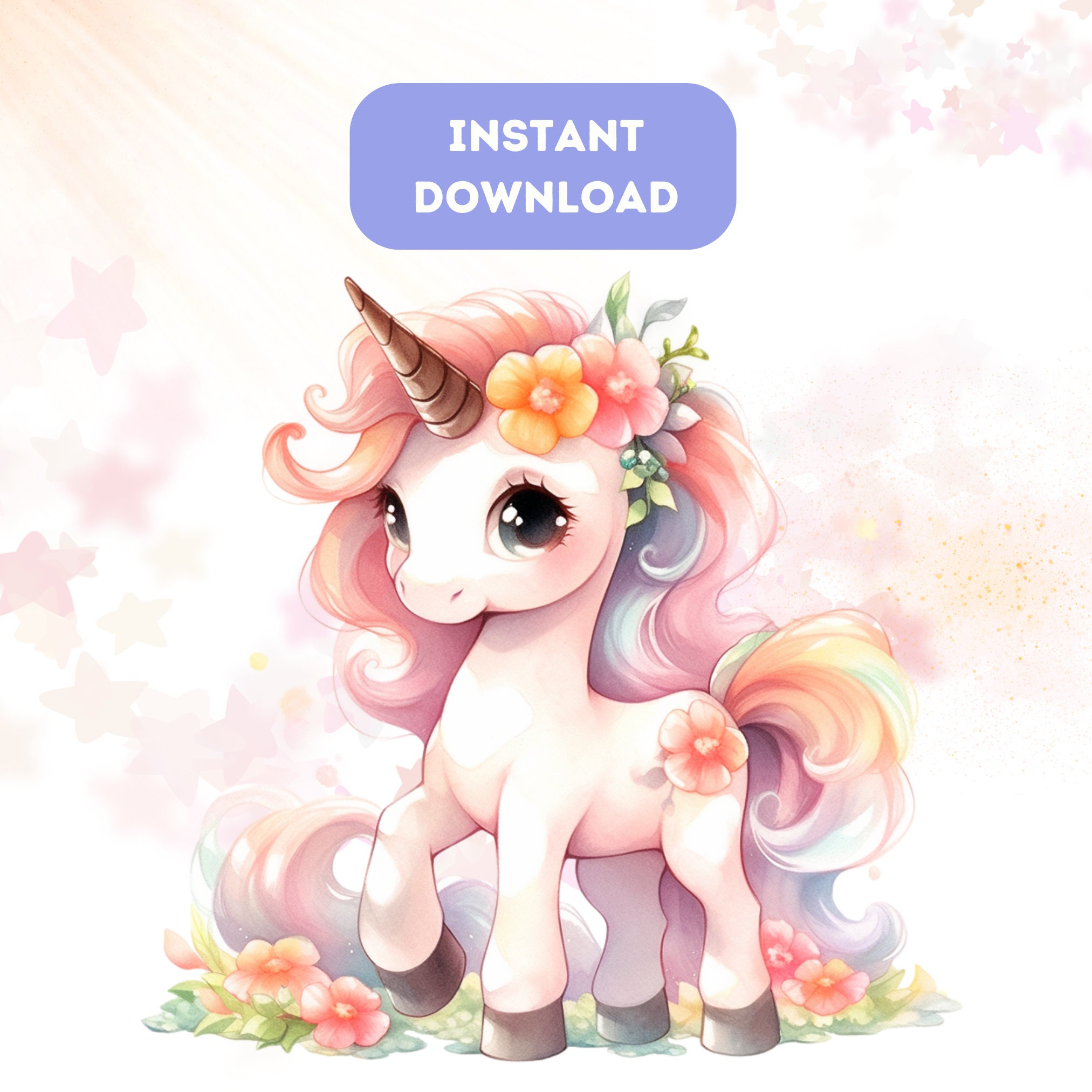 Cute Little Unicorn Fairy Tale Clipart Sweet Unicorn Baby - Etsy