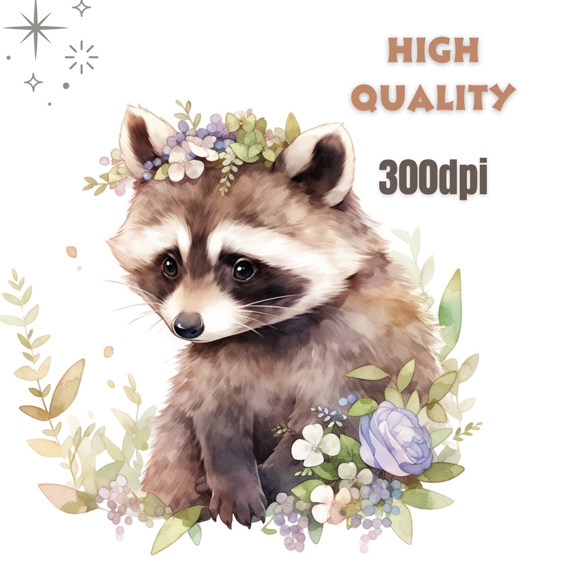 Sweet Woodland Animals, Cute Raccoon Clipart, Woodland Animal ...