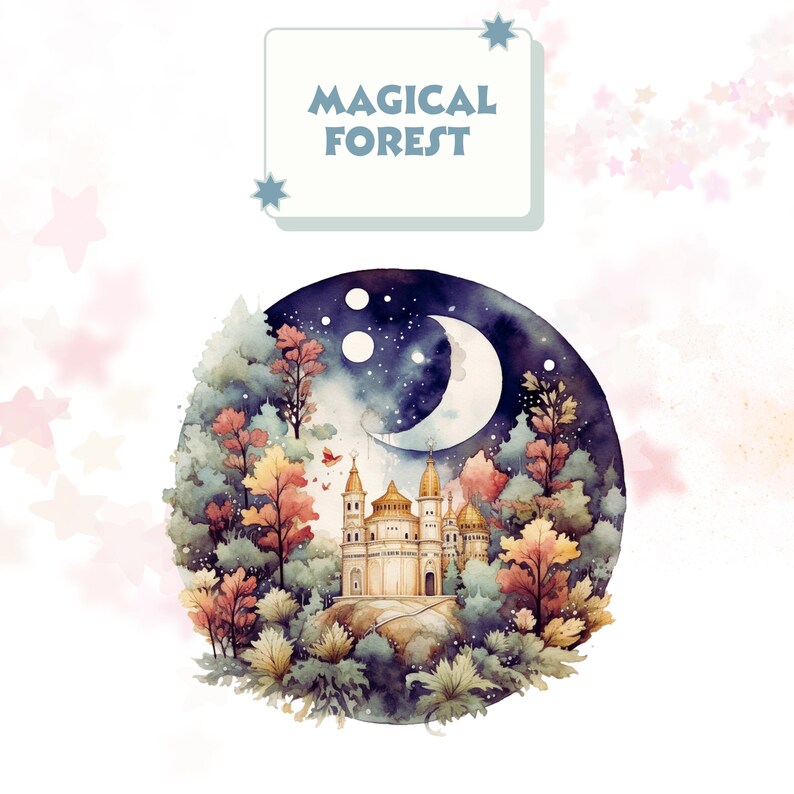 Enchanted Fairy Tale Forest, Watercolor Clipart, Fairy Tale Clipart ...