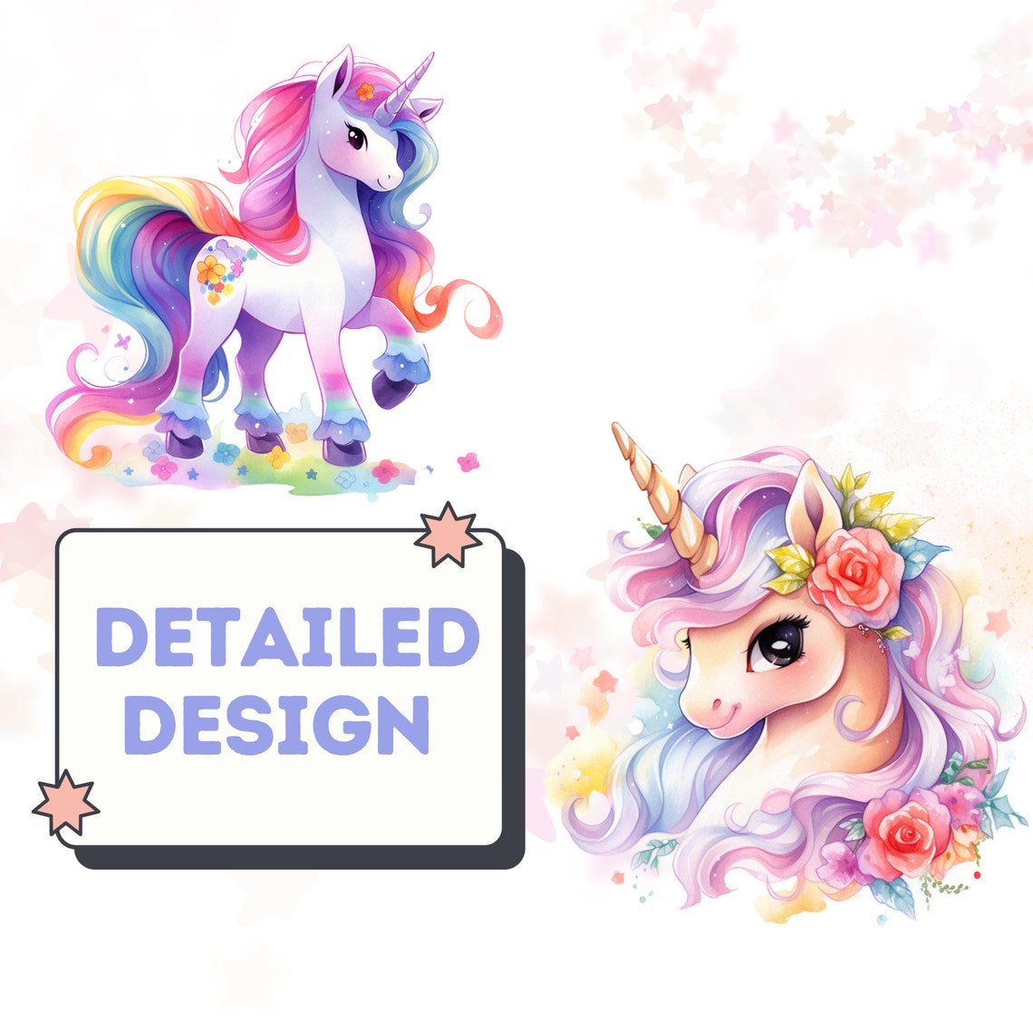 Cute Little Unicorn Fairy Tale Clipart Sweet Unicorn Baby - Etsy