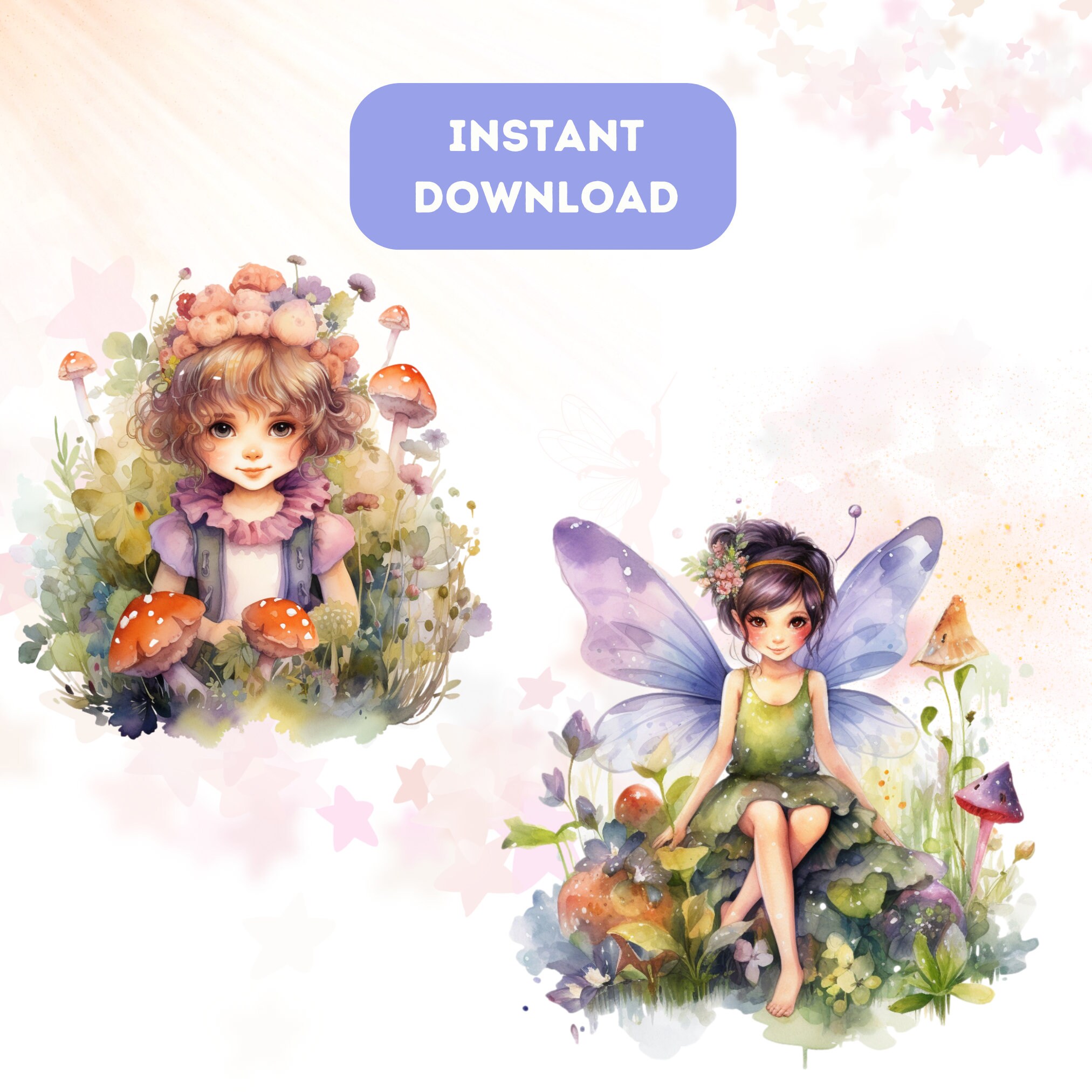 Enchanted Fairy Tale Elements, Cute Fairy, Magic Fairy, Watercolor ...