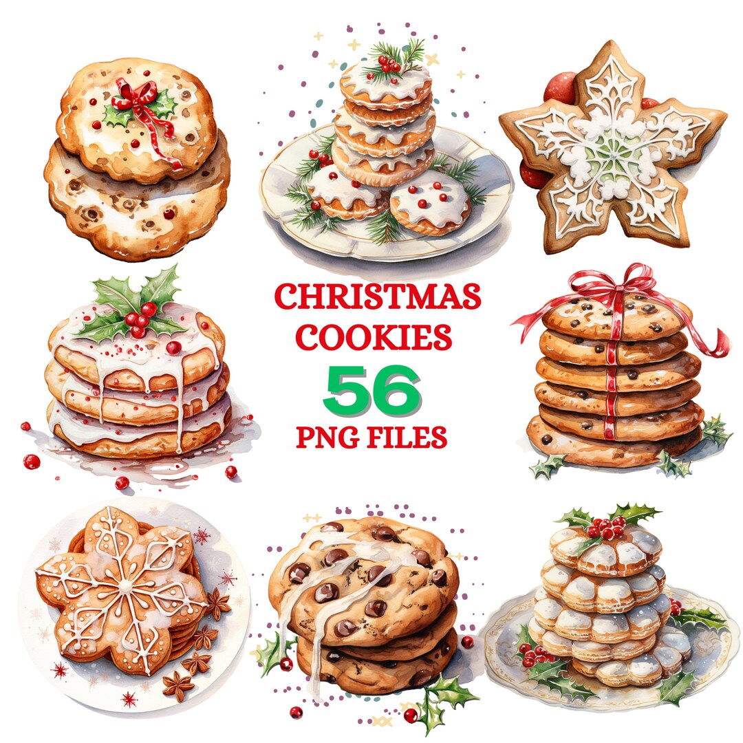 Christmas Sweet Cookie, Watercolor Clipart, Christmas Clipart ...