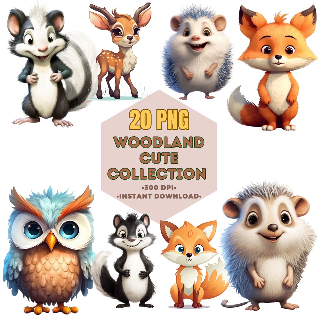 Sweet Woodland Animals, Cute Animals Clipart, Woodland Animal ...