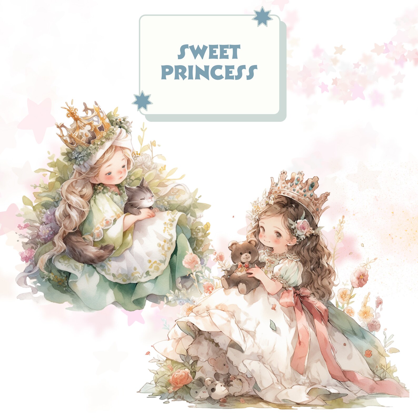 Cute Little Princess , Fairy Tale Clipart, Cute Princess Clipart, Baby ...