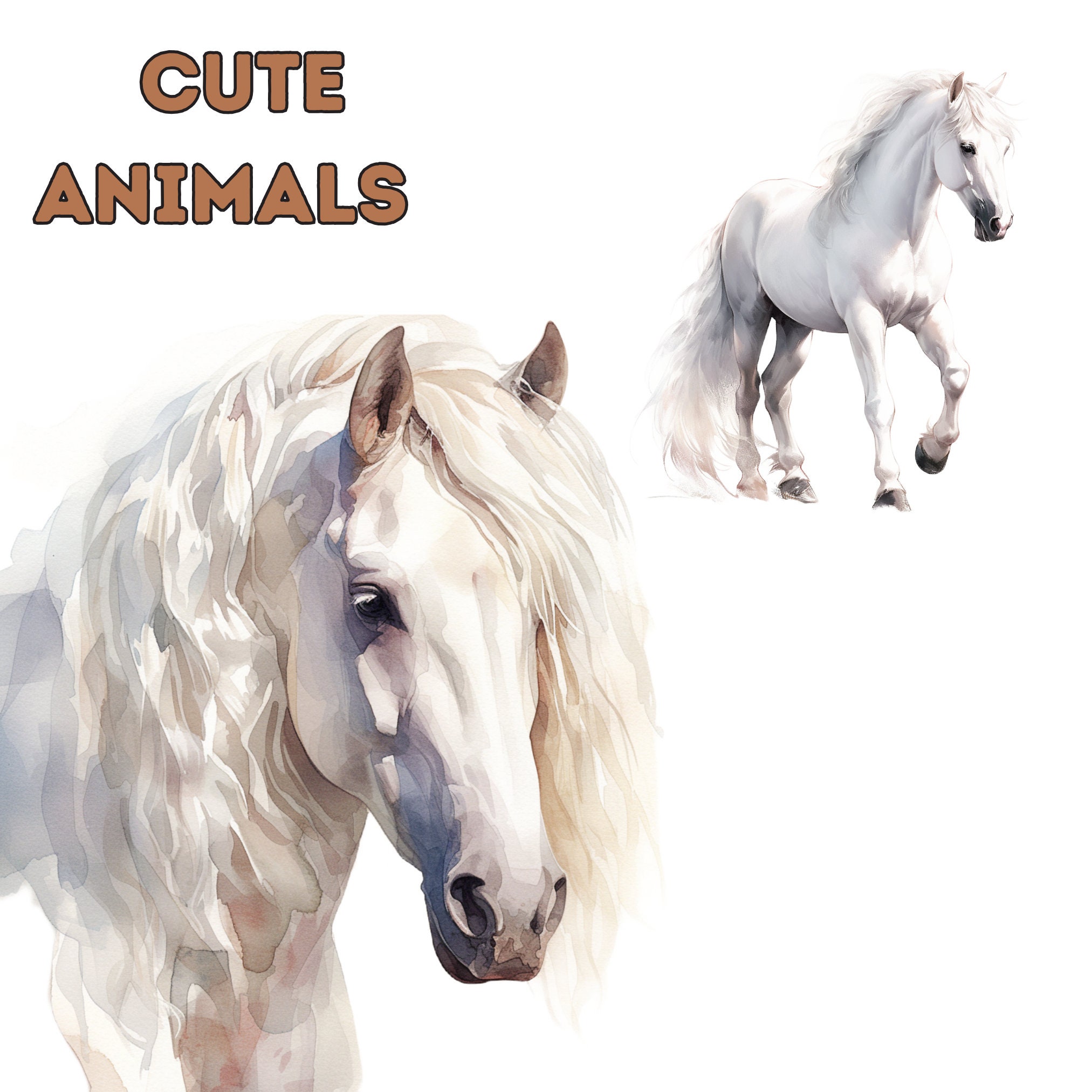 Sweet Horse Bundle 28 Cute Horse Clipart, Farm Animal Clipart ...