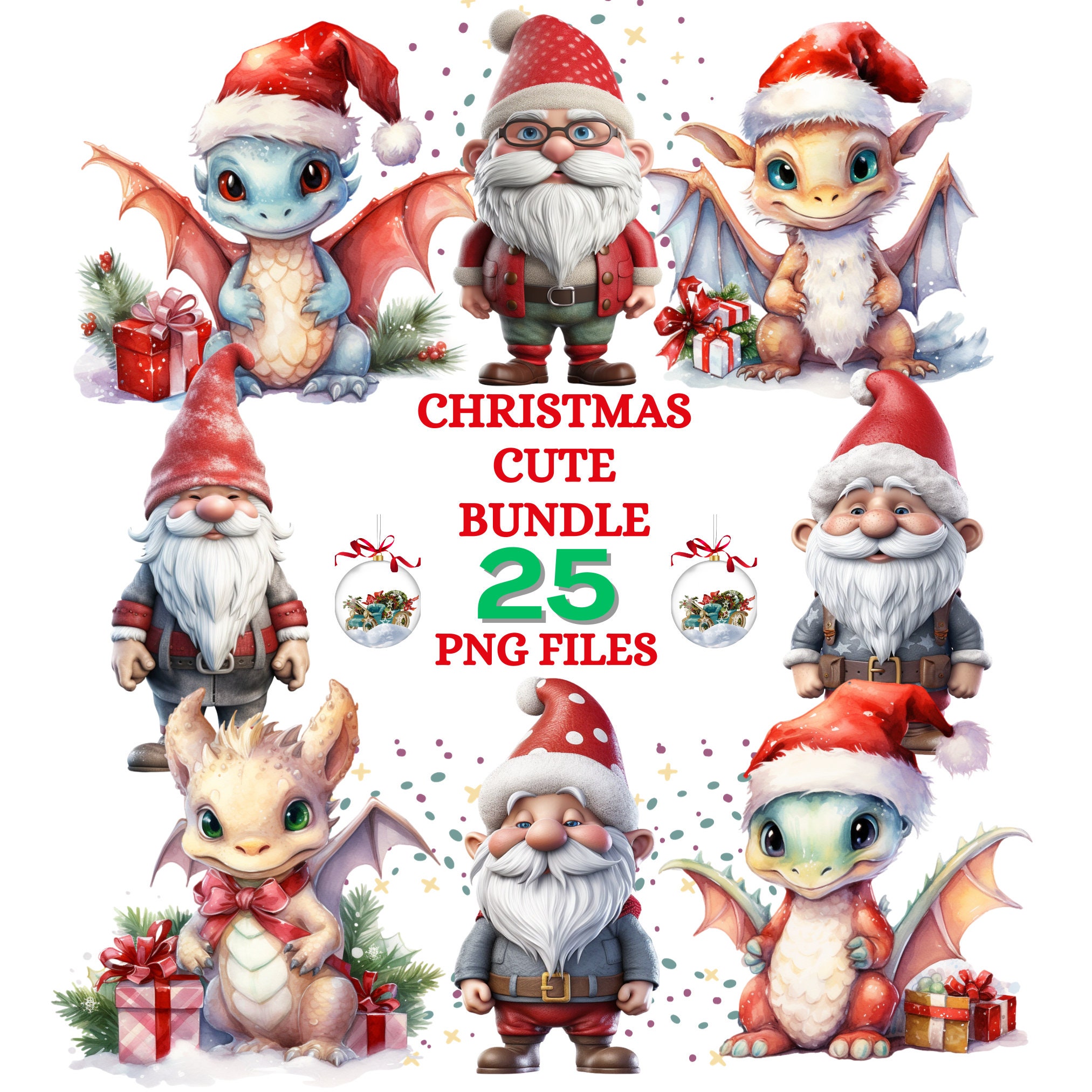 Christmas Fairy Tale Bundle, Christmas Dragon, Christmas Clipart ...