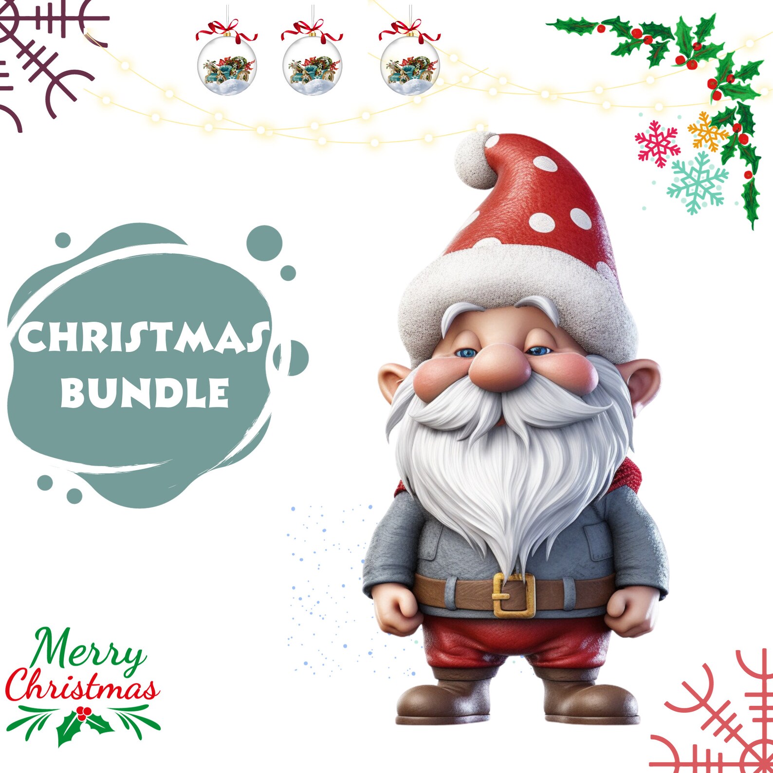 Christmas Fairy Tale Bundle, Christmas Dragon, Christmas Clipart ...