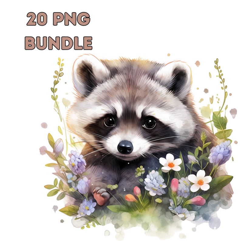 Sweet Woodland Animals, Cute Raccoon Clipart, Woodland Animal ...