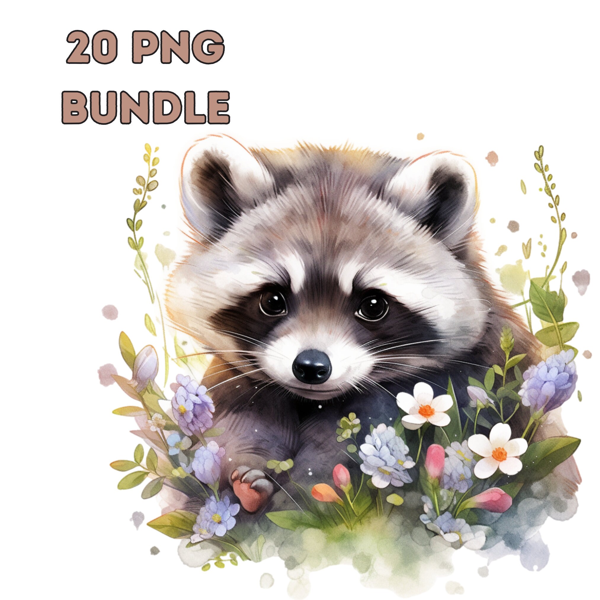 Sweet Woodland Animals, Cute Raccoon Clipart, Woodland Animal ...