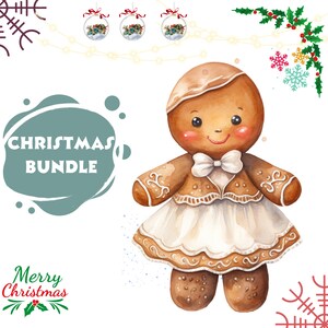 Sweet Christmas Gingerbread Girl, Watercolor Gingerbread Girl Clipart ...