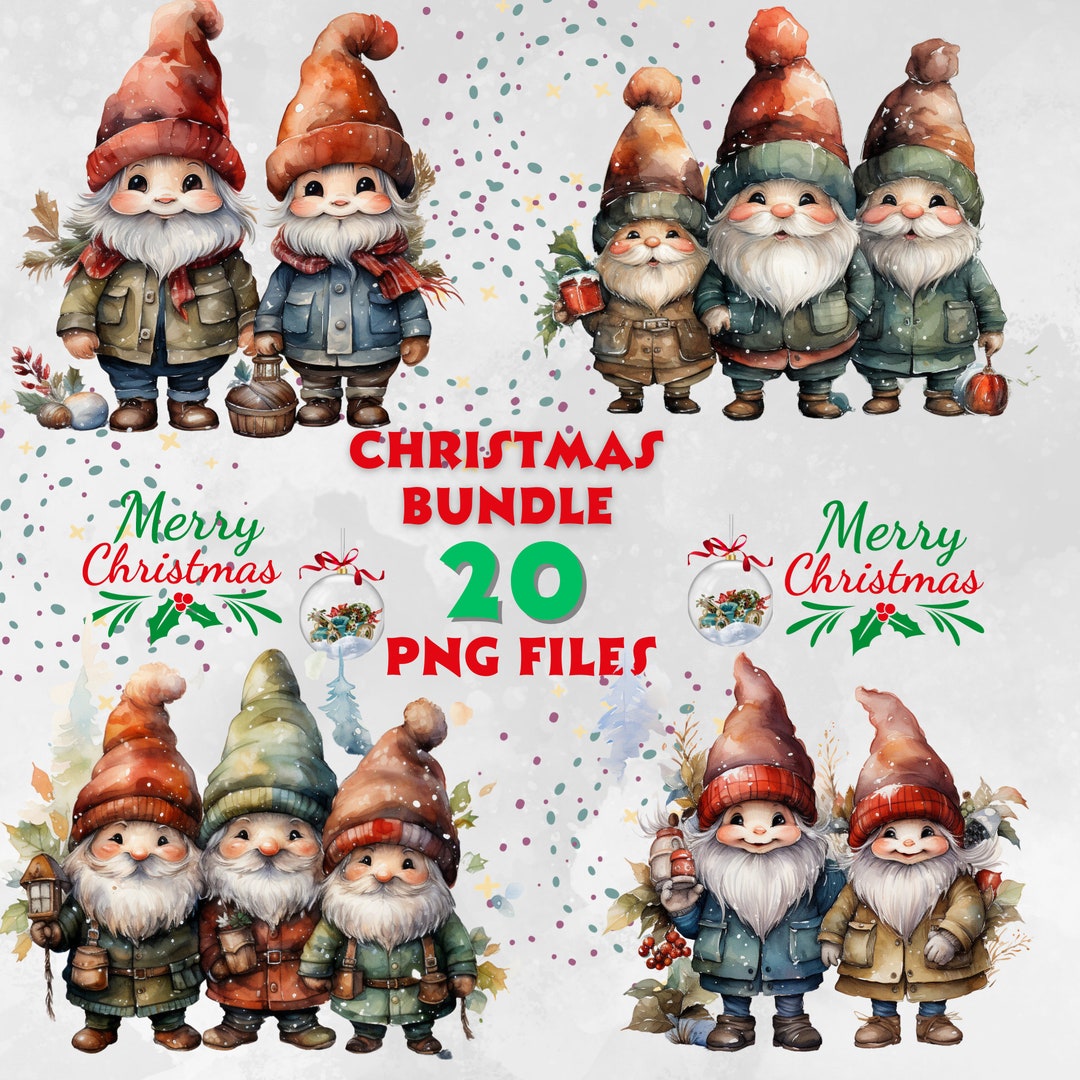 Christmas Cute Gnomes, Christmas Clipart, Cute Gnomes, Watercolor ...