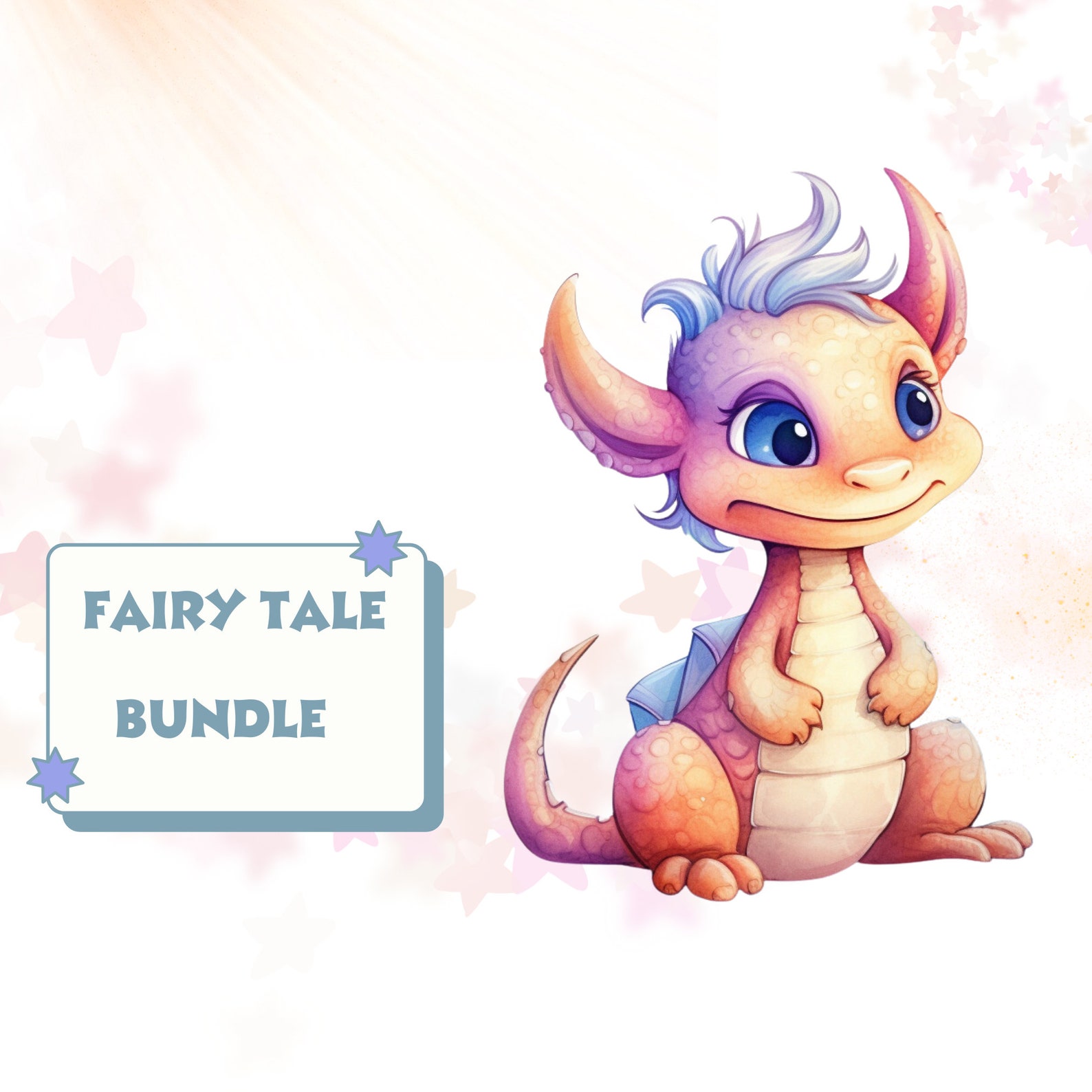 Cute Baby Dragons, Fairy Tale Clipart, Watercolor Style, Baby Dragon ...