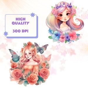 Cute Princess Bundle, Fairy Tale Clipart, Cute Princess Clipart, Baby ...