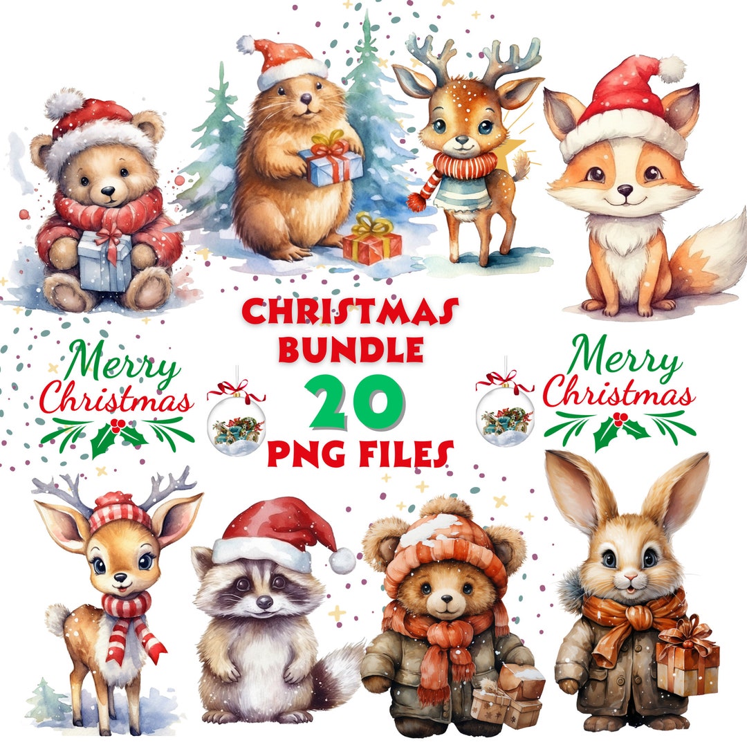 Christmas Cute Animals, Woodland Animal, Christmas Clipart, Holiday ...