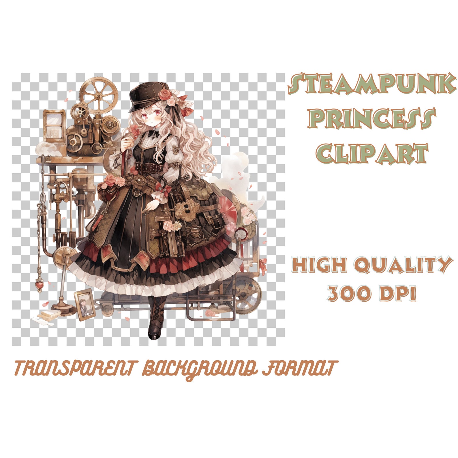 Steampunk Princess , Fairy Tale Clipart, Cute Princess Clipart, Baby ...