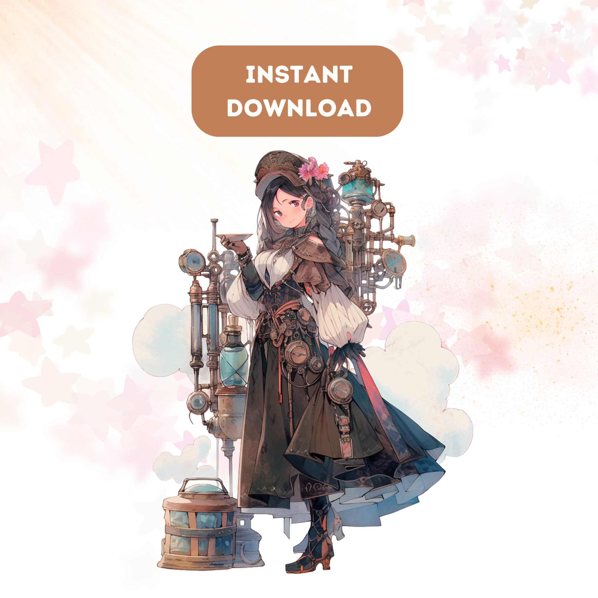 Steampunk Princess , Fairy Tale Clipart, Cute Princess Clipart, Baby ...