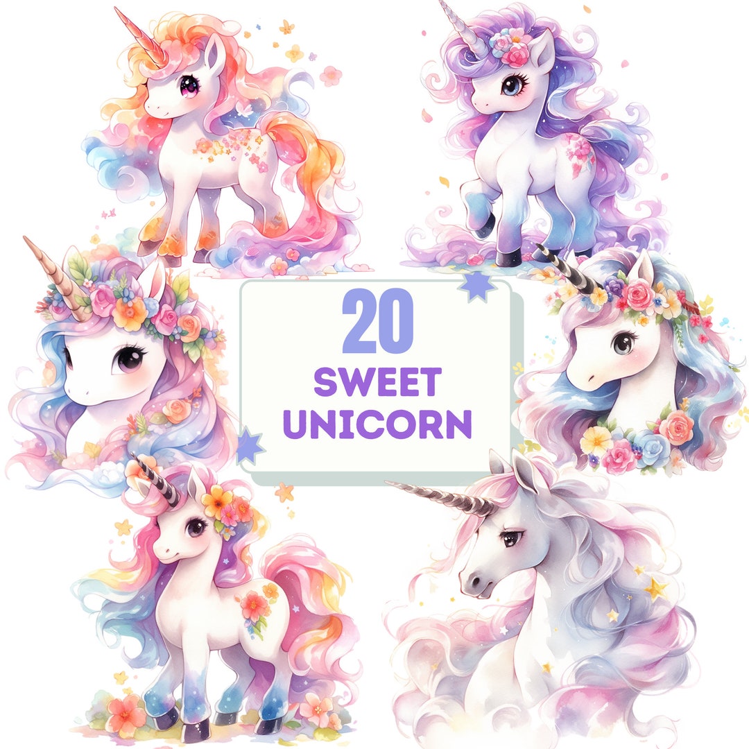 Cute Little Unicorn, Fairy Tale Clipart, Sweet Unicorn, Baby Unicorn ...