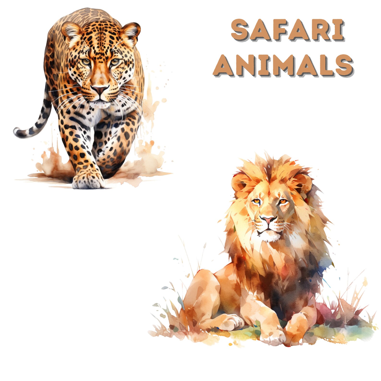 Safari Animal Bundle, Safari Animal Clipart, Majestic Lion Clipart ...