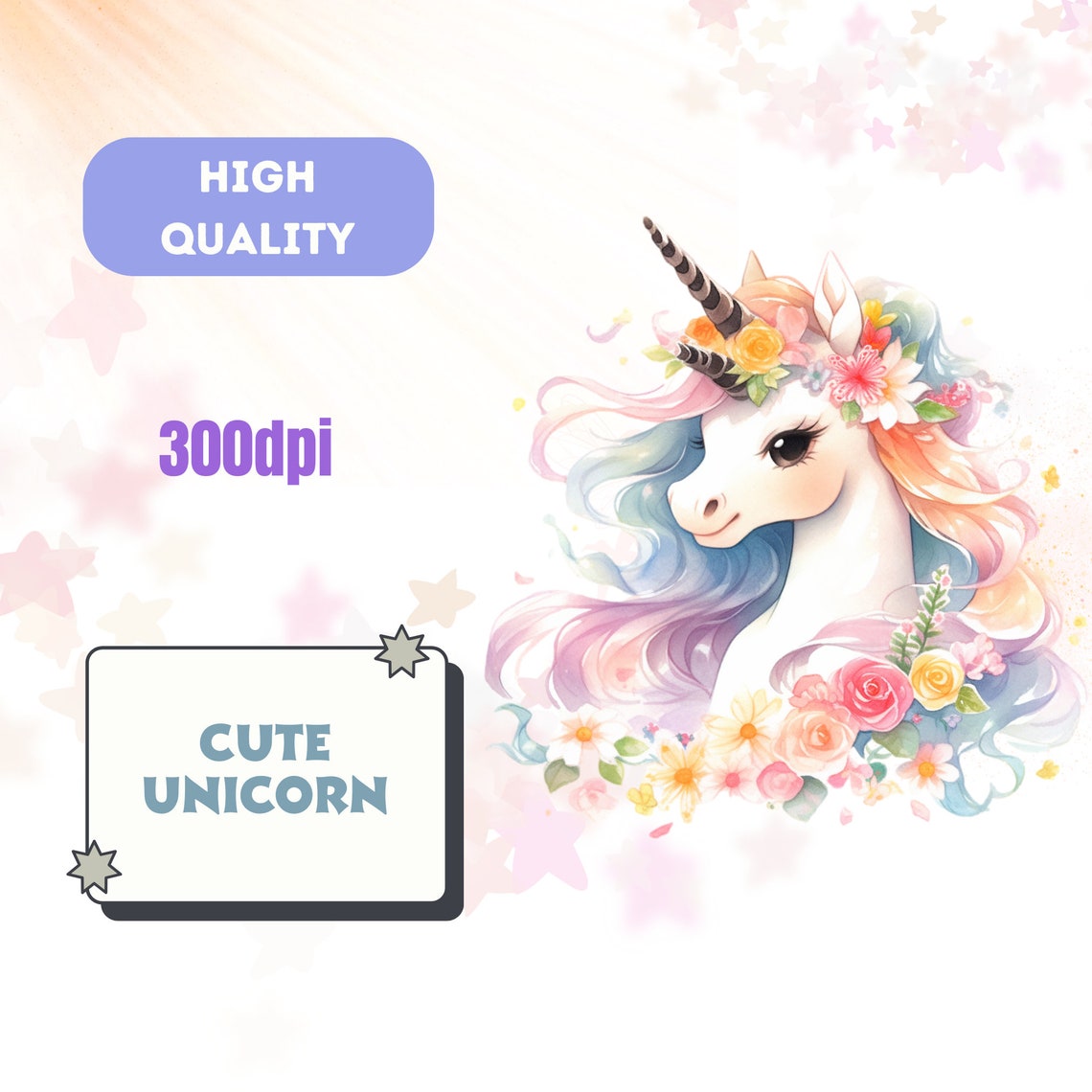 Cute Little Unicorn Fairy Tale Clipart Sweet Unicorn Baby - Etsy