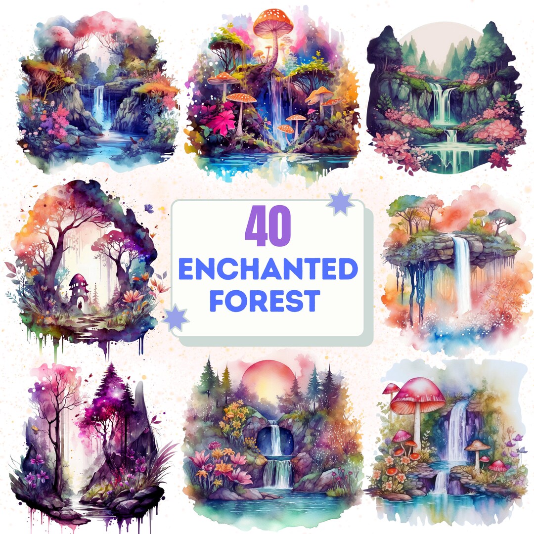Enchanted Fairy Tale Forest, Watercolor Clipart, Fairy Tale Clipart ...