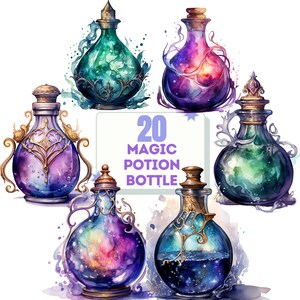 Enchanted Fairy Tale Elements, , Magical Potion Bottle, Watercolor ...