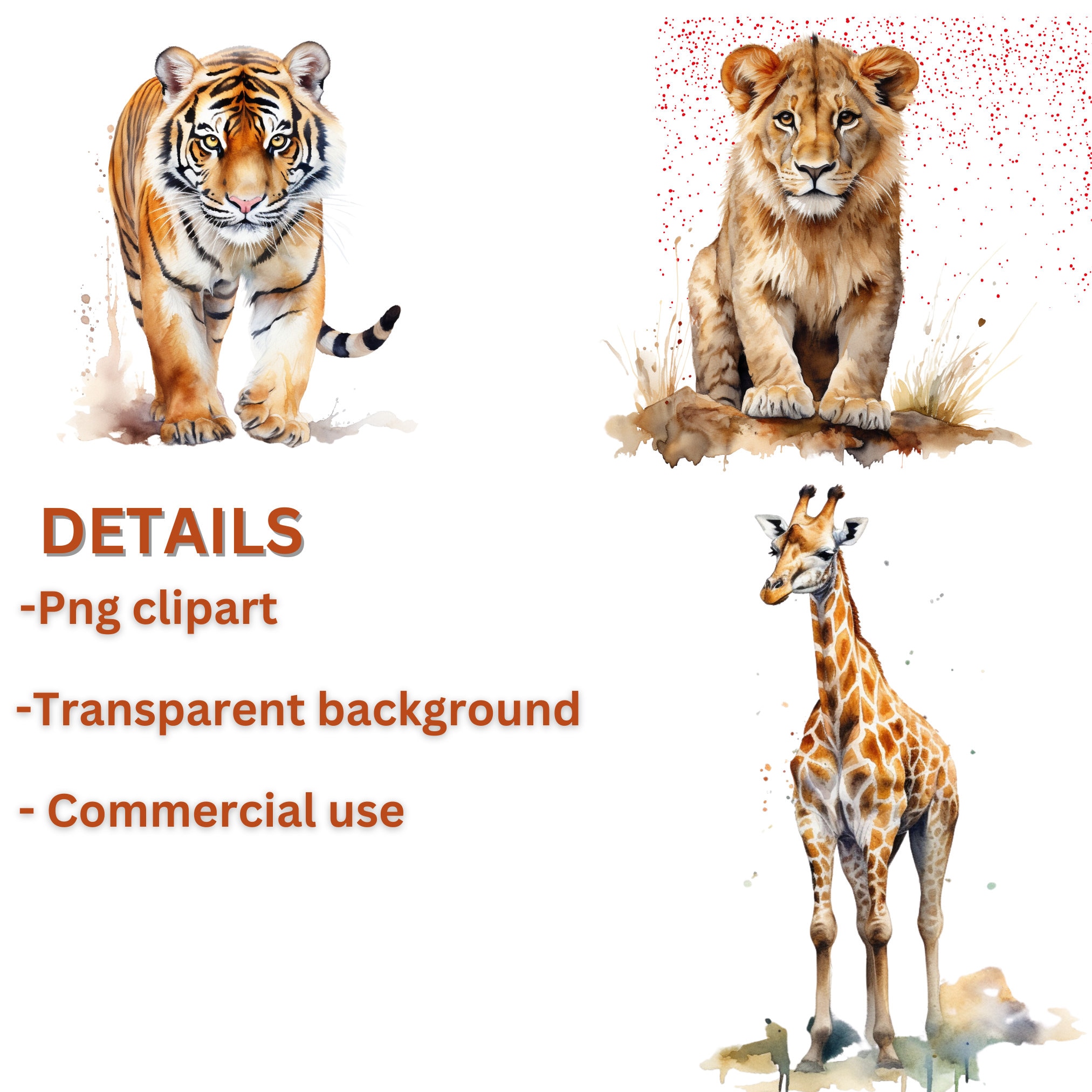 Safari Animal Bundle, Safari Animal Clipart, Majestic Lion Clipart ...