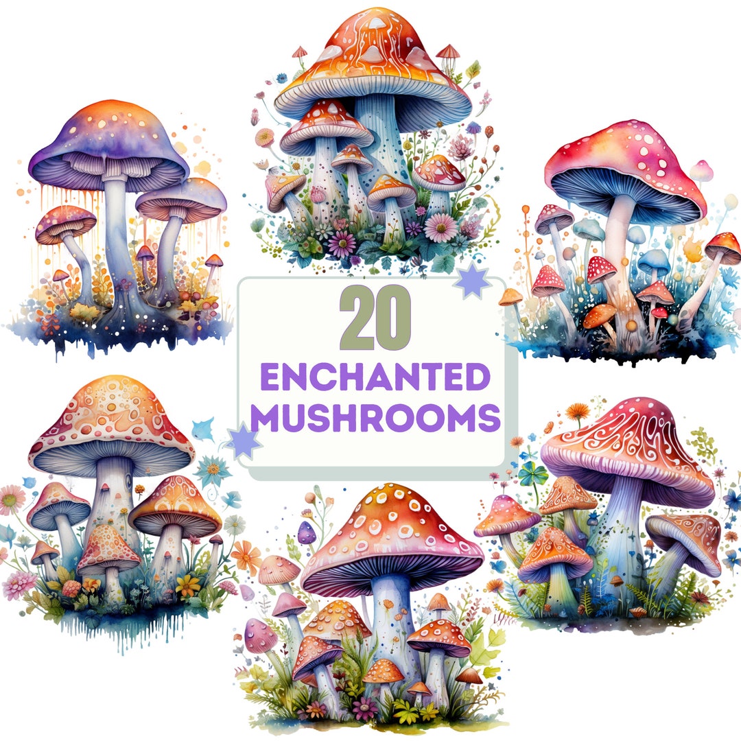 Enchanted Mushrooms Clipart, Fairy Tale Clipart, Magical Mushrooms ...