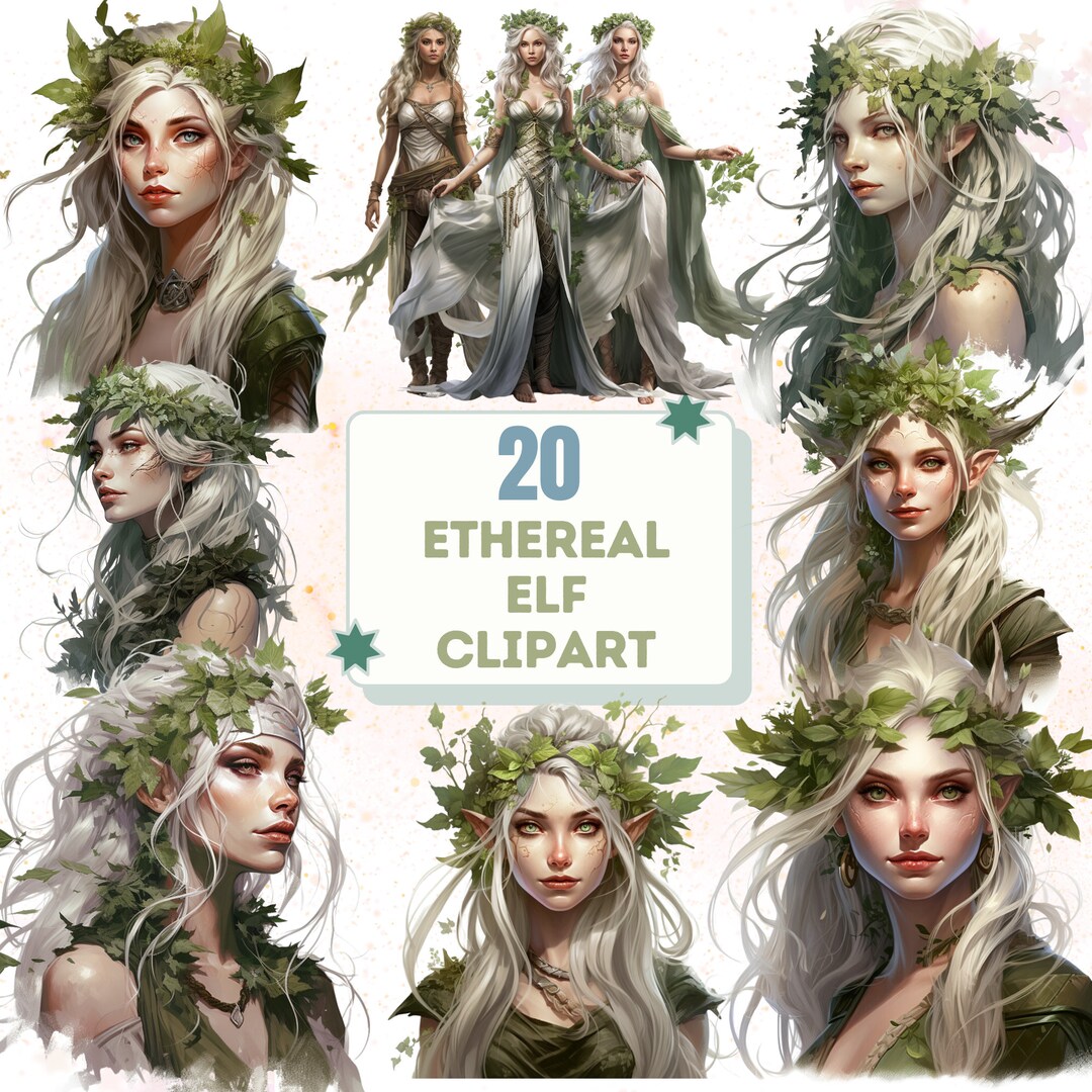 Ethereal Elf Bundle, Fairy Tale Clipart, Watercolor Style, Mythical Elf ...