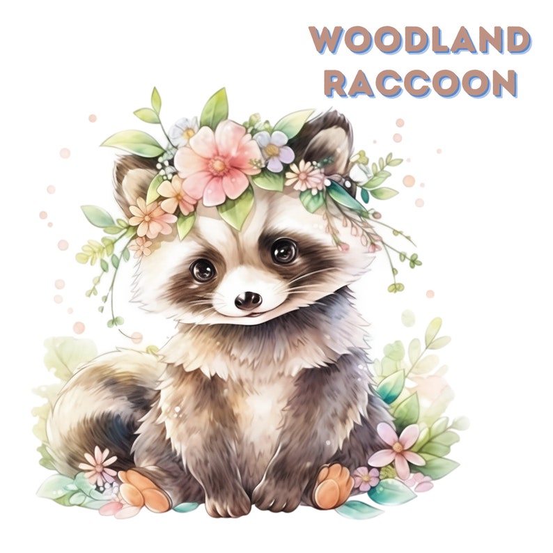Sweet Woodland Animals, Cute Raccoon Clipart, Woodland Animal ...