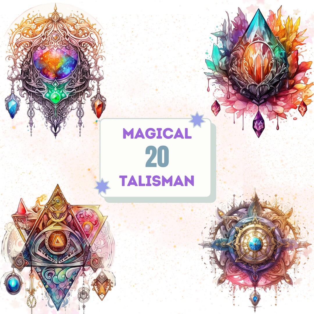 Enchanted Talisman, 20 PNG, Fairy Tale Clipart, Watercolor Clipart ...