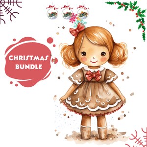 Sweet Christmas Gingerbread Girl, Watercolor Gingerbread Girl Clipart ...