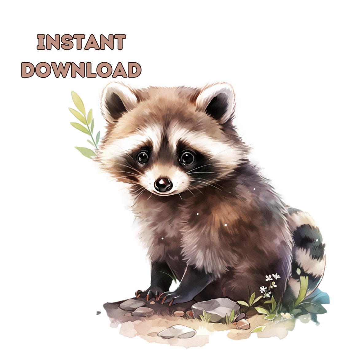 Sweet Woodland Animals, Cute Raccoon Clipart, Woodland Animal ...