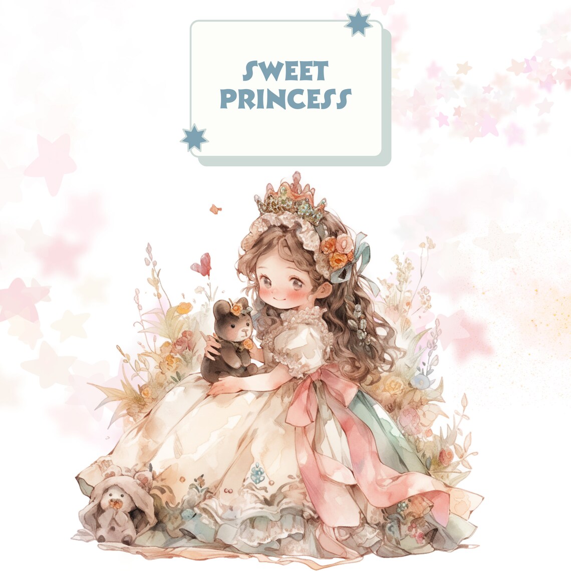 Cute Little Princess Fairy Tale Clipart Cute Princess - Etsy