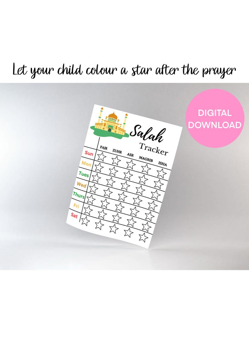 Kids Islamic Prayer Chart | Weekly Salah Tracker (PDF) - Etsy