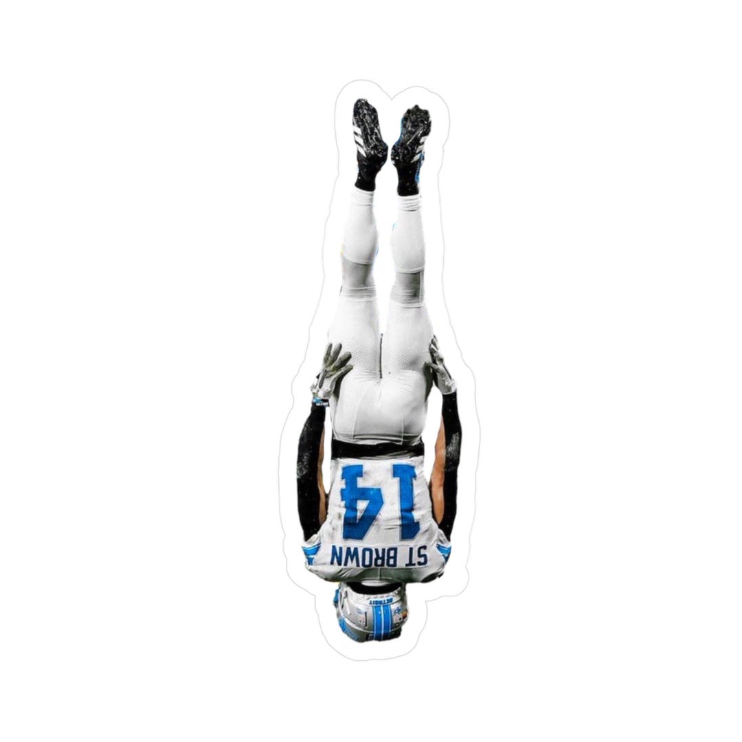 Amon Ra St.brown Upside Down Headstand Celebration Waterproof Kiss-cut ...