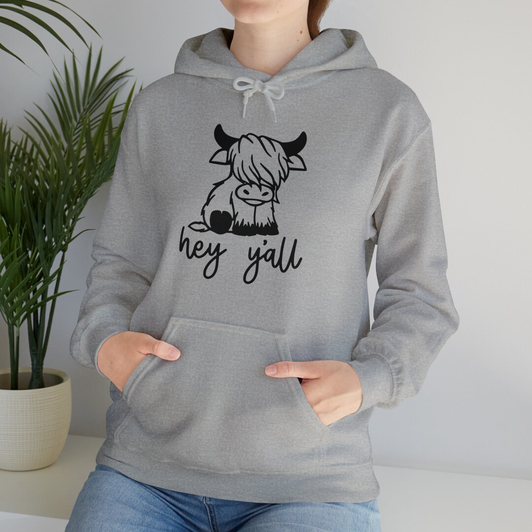 Unisex Highland Cow Cattle Hey Y'all Hoodie Hooded Sweatshirt - Etsy
