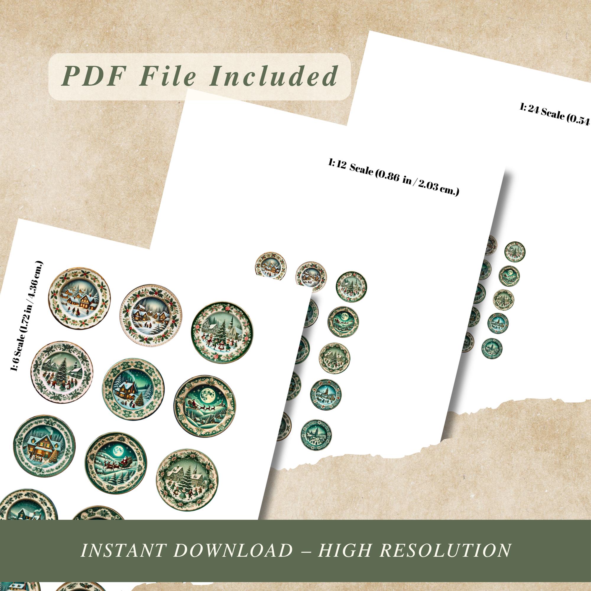Vintage Christmas Miniature Plates Bundles : 90 Printable Mini Plates ...