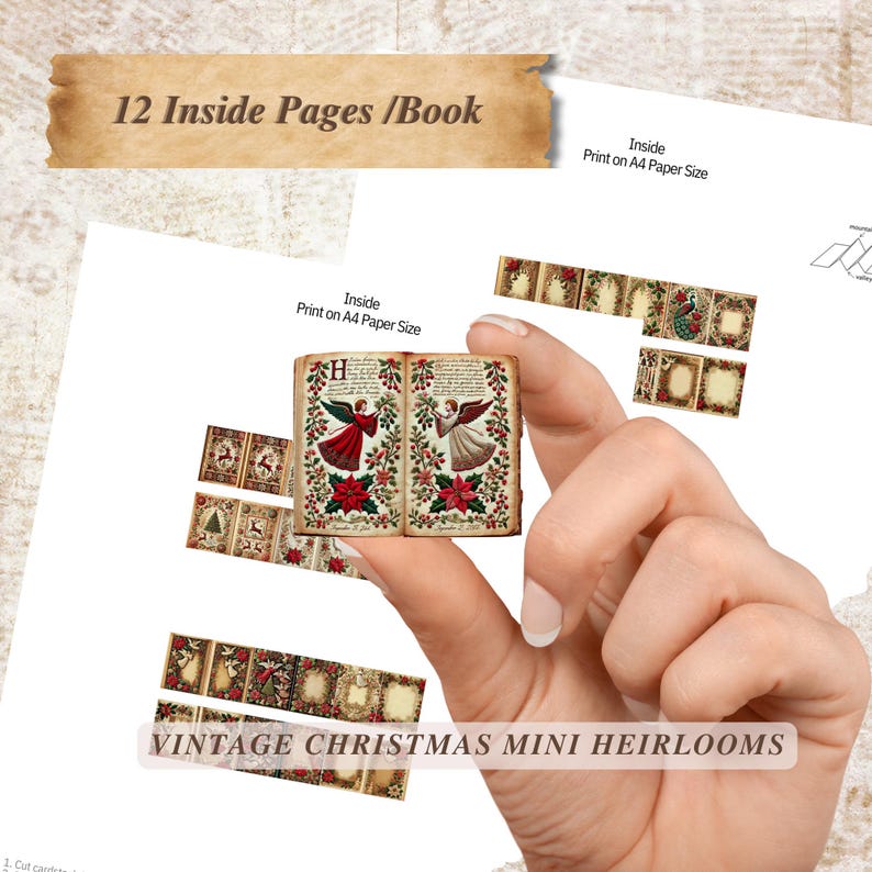Vintage Christmas Mini Books: Miniature Embroidery Christmas Junk ...