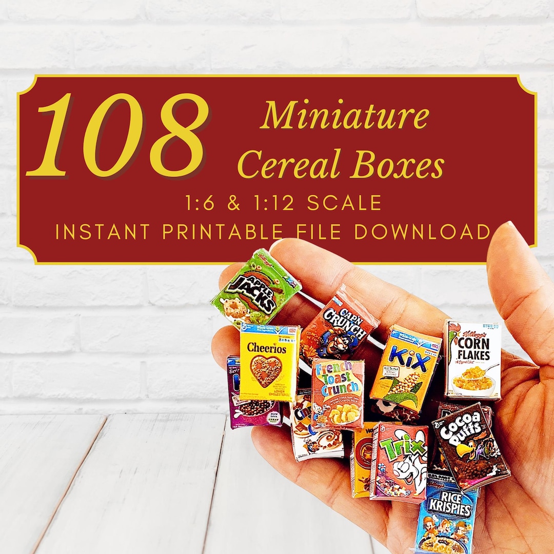 108 Dollhouse Miniature Cereal Boxes, Mini Boxes , Instant Digitable ...