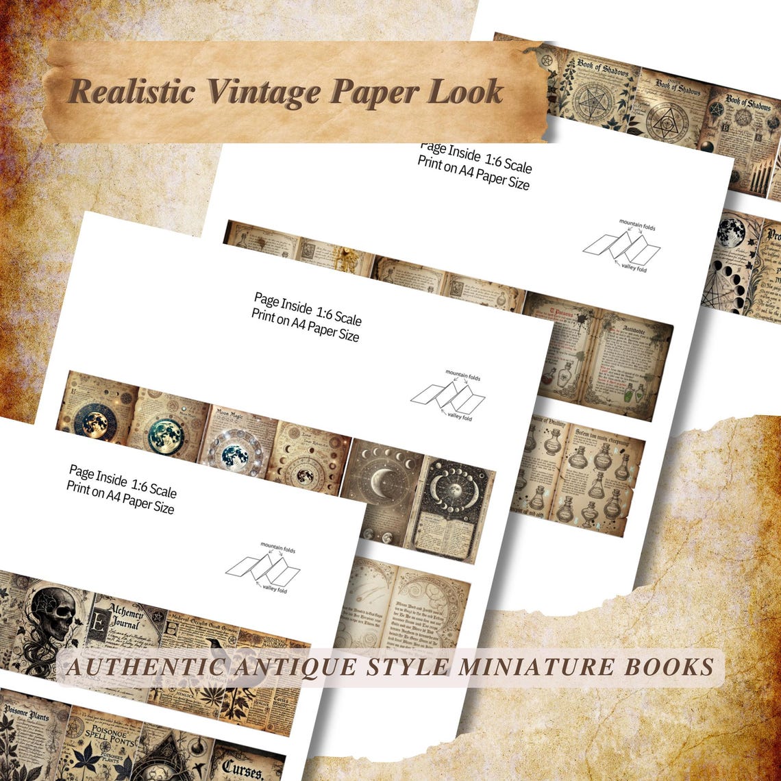 Witch Library Mini Book Kit: Dollhouse Junk Journal Ephemera (printable ...
