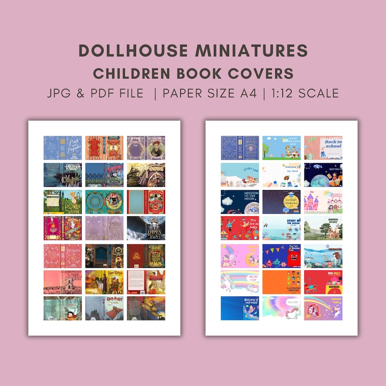 Miniature Books Covers Printable : Children Mini Book Dollhouse Decor ...