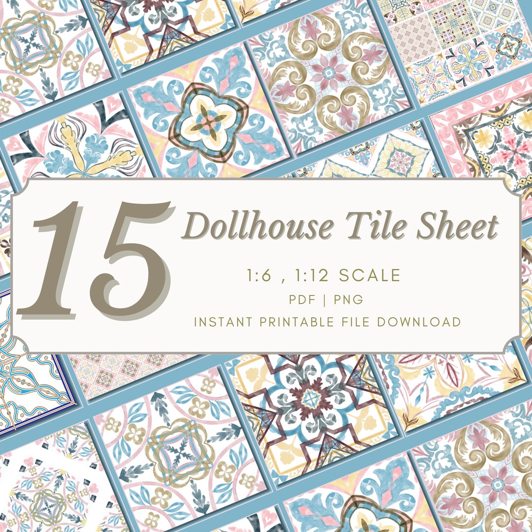 Dollhouse Miniatures Bathroom Flooring Mediterranean Tiles, Printable ...