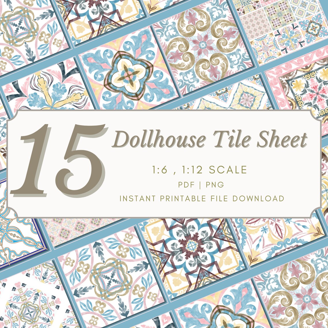 Dollhouse Miniatures: Mediterranean Tile Flooring (digital Download) - Etsy